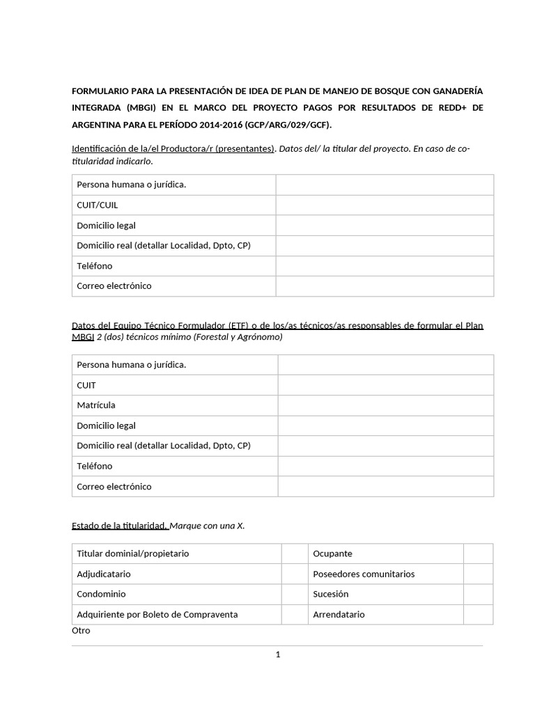 Formulario Ideas Mbgi - PPR - Fao | PDF | Oveja | Vacas