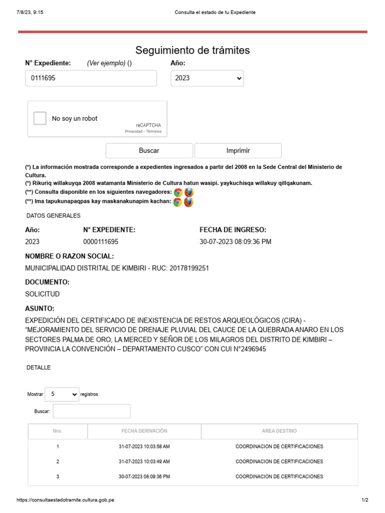 Seguimiento de Trámites: (Ver Ejemplo) | PDF