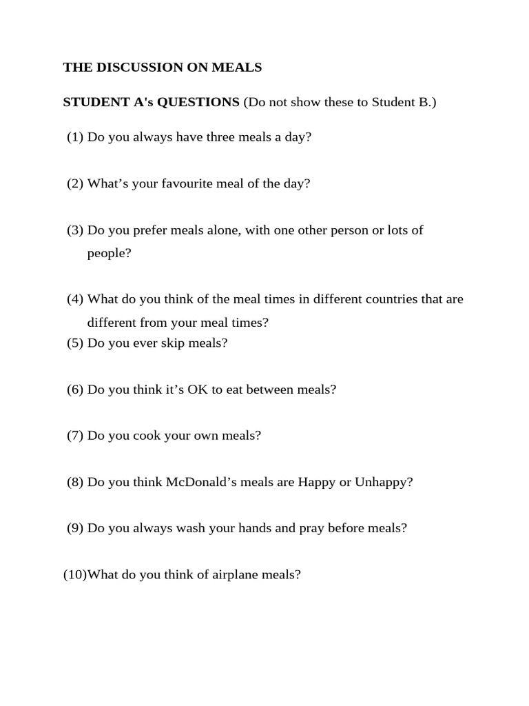 Meals Discussions | PDF