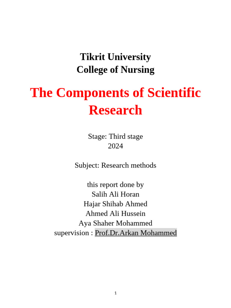 Report on the Components of Scientific Research | PDF | Methodology | Scientific Method
