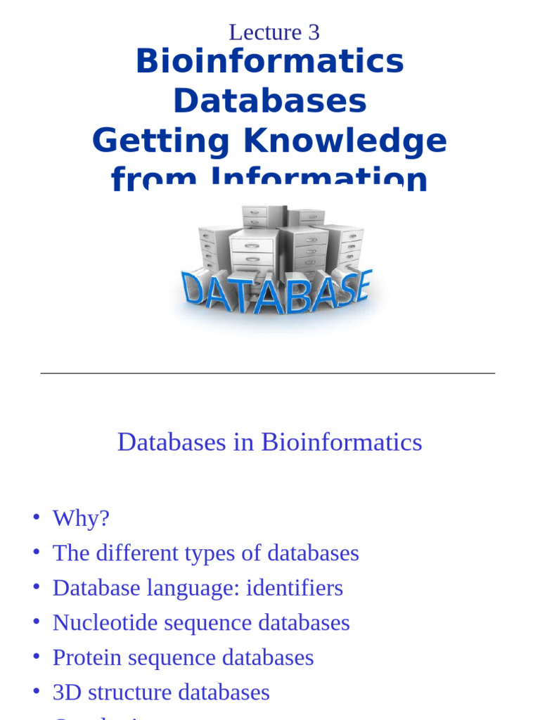 Lecture 3 Database | PDF | National Center For Biotechnology Information | Bioinformatics