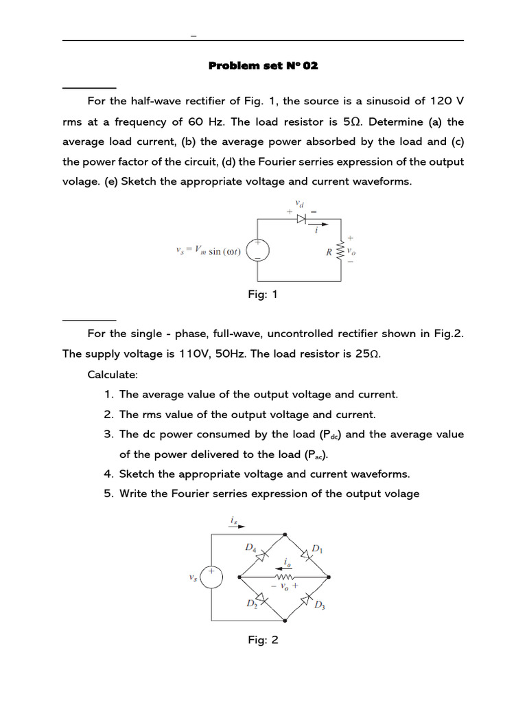 Problem Set N02 of EE331 2024 2025 | PDF