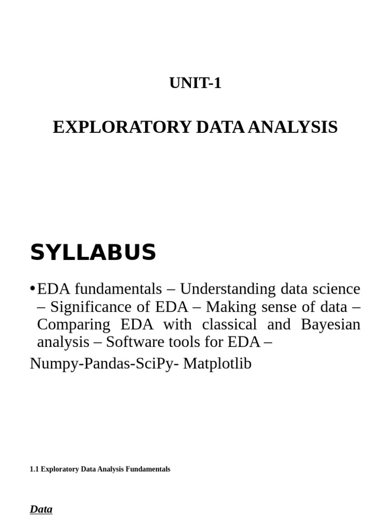 unit-1 | PDF | Statistics | Data Analysis