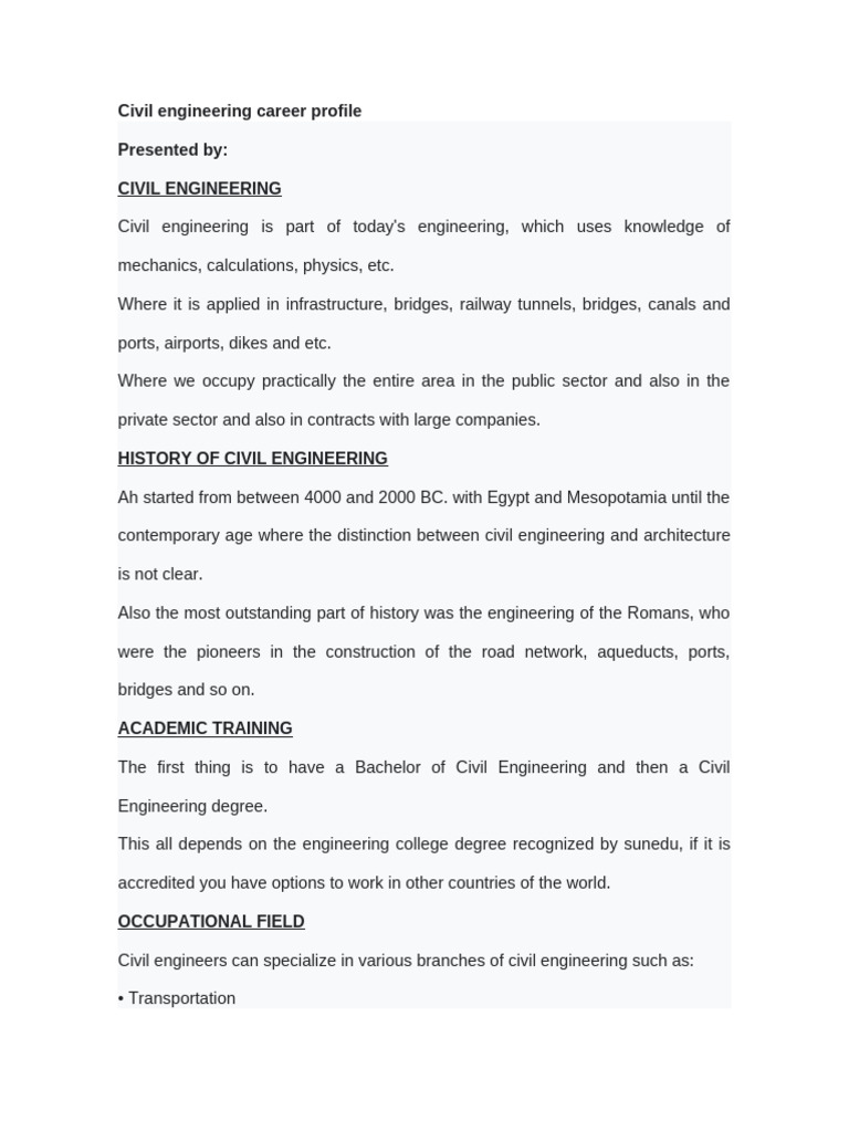 Civil Engineer Profile | PDF