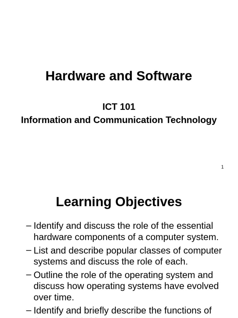 LECTURE 2-Hardware and Software | PDF | Computer Data Storage | Operating System
