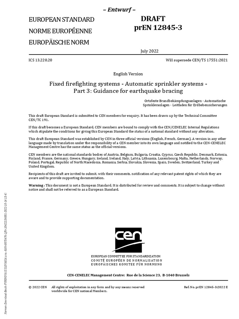 DIN prEN 12845-3 - Ed2022 - 07 - De+eng-35-63 | PDF | Firefighting ...