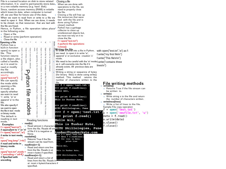 File-Handling-in-Python-pdf.pptx | PDF | Computer File | Text File File-Handling-in-Python-pdf.pptx | PDF | Computer File | Text File