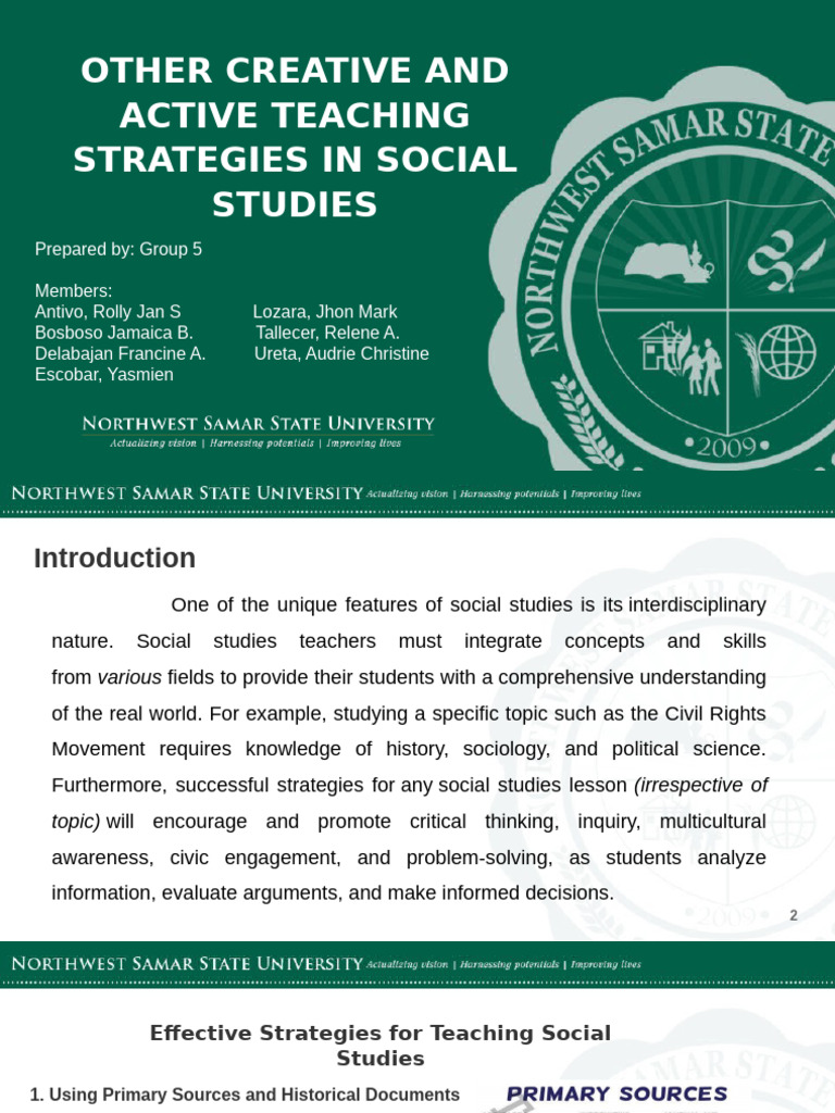 Creative Teaching Strategies for Social Studies | PDF | Project Based ...