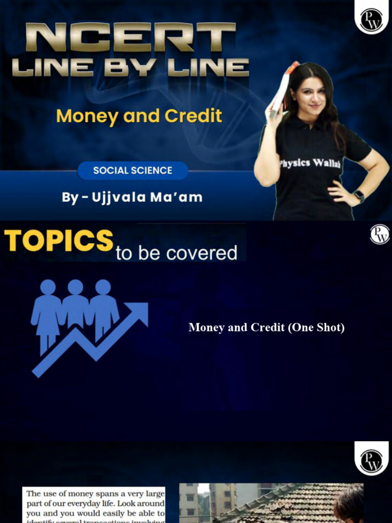Economics - Money and Credit: Class Notes - NCERT Line by Line Series | PDF