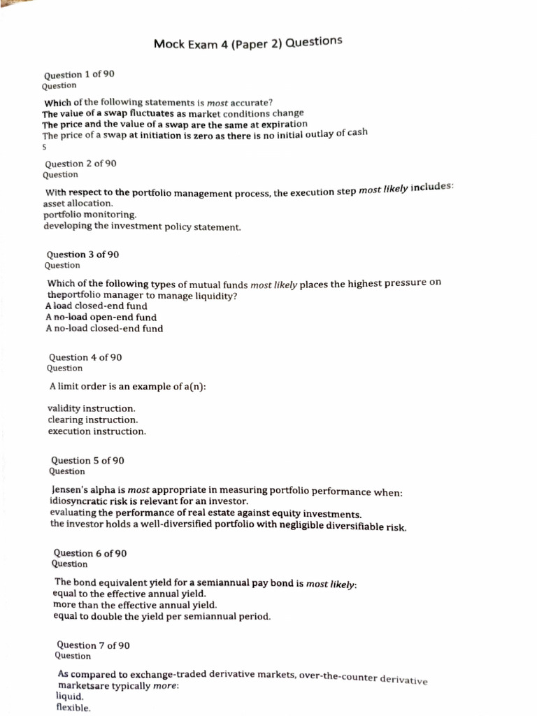 mock 4 (paper 2) | PDF | Bonds (Finance) | Bond Duration