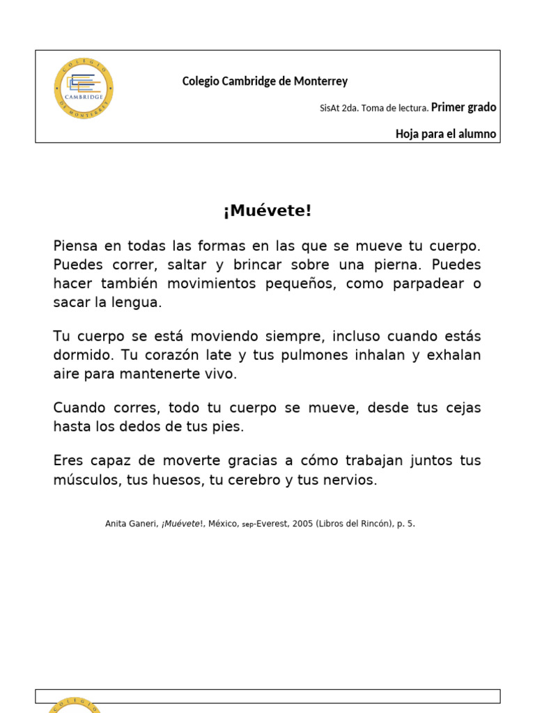 Lecturas de Primaria - SisAt 2da. Toma | PDF