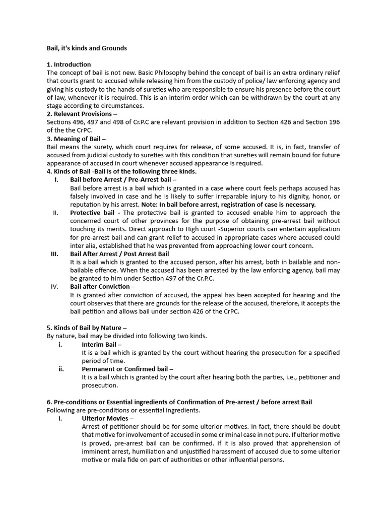 Types and Grounds of Bail Explained | PDF | Bail | Criminal Procedure ...