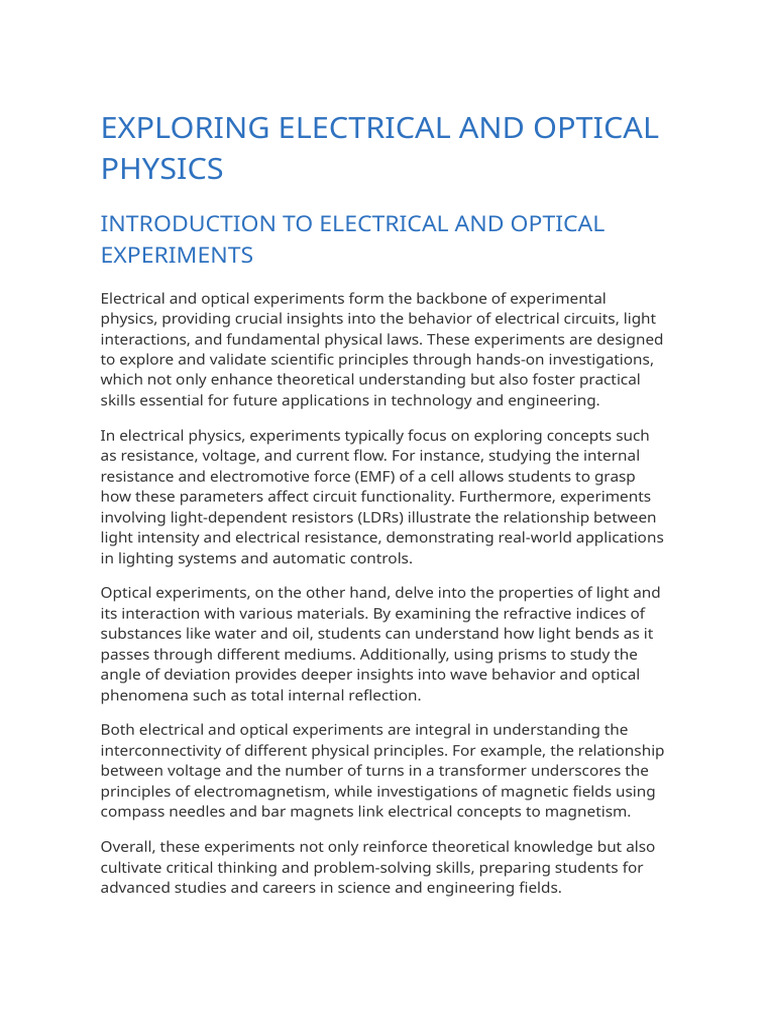 Exploring Electrical and Optical Physics | PDF | Inductor | Inductance