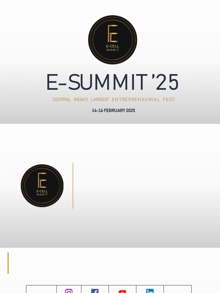 E-Summit'25 Brochure | PDF | Entrepreneurship | Startup Company