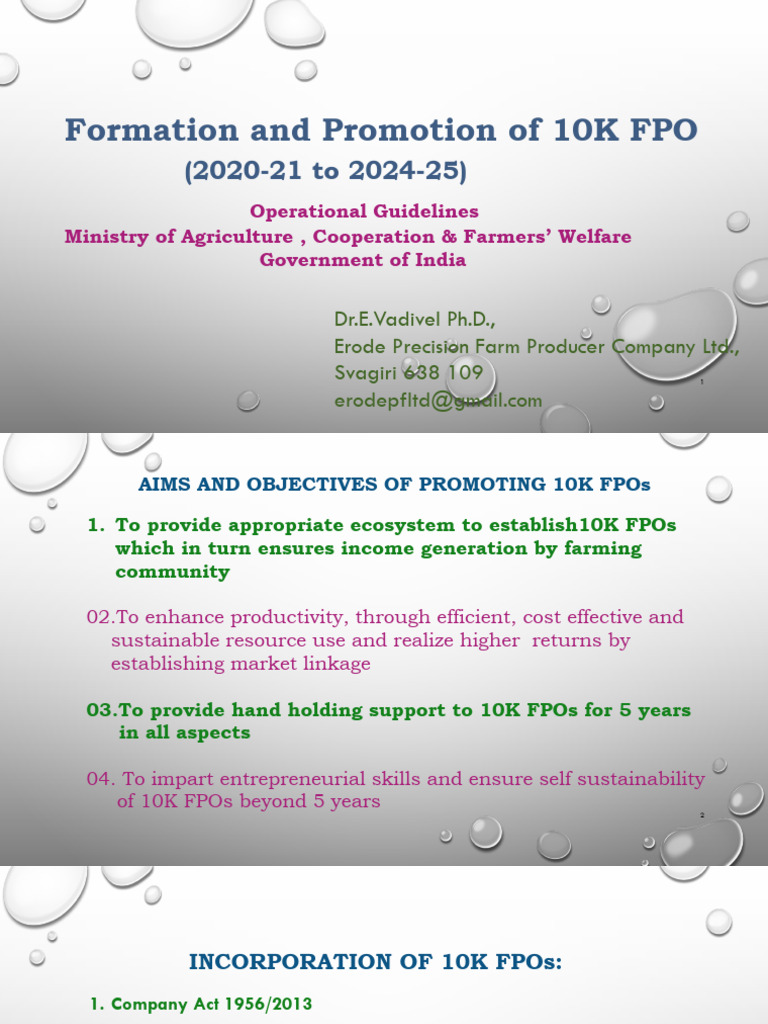 10K FPO Formation Guidelines | PDF | Freedom Party Of Austria | Agriculture