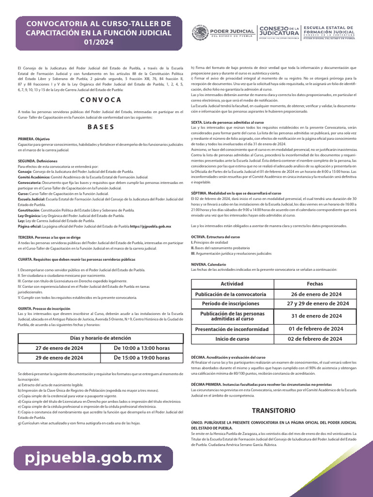 CONVOCATORIA_AL_CURSO_TALLER_DE_CAPACITACION | PDF | Judicaturas | Estado (política)