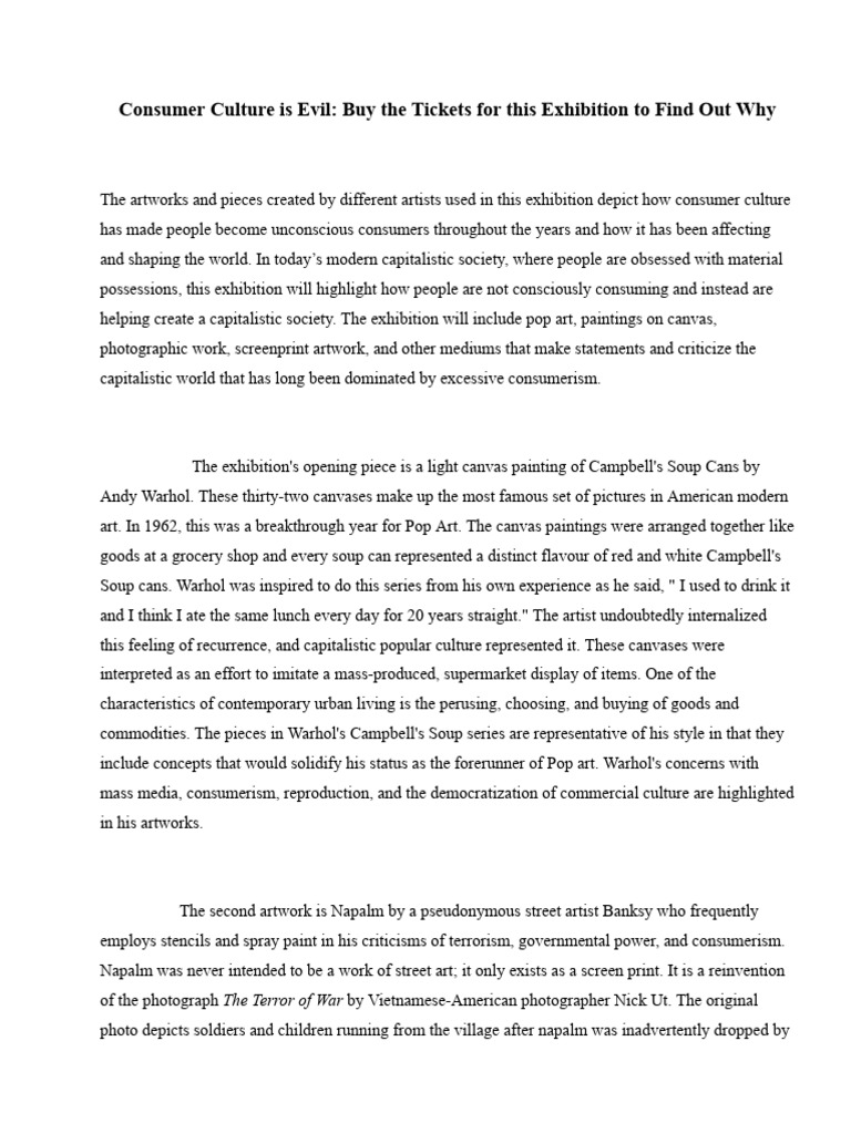 Curatorial Statement Assignment | PDF | Consumerism
