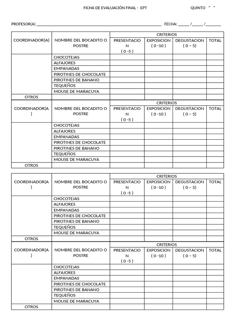 Ept - Ficha de Evaluacion | PDF