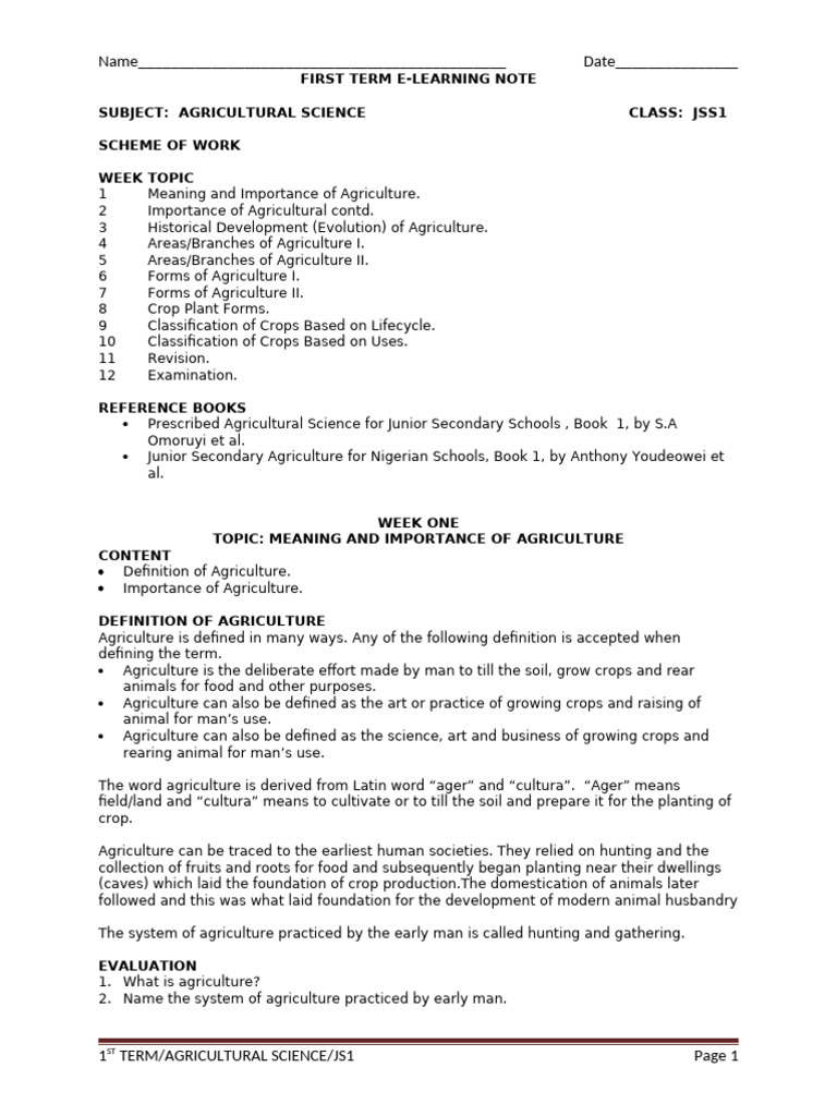 1st Term j1 Agricultural Science | PDF | Leaf | Agriculture