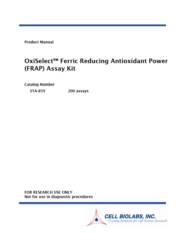 frap-assay-kit | PDF | Antioxidant | Reactive Oxygen Species