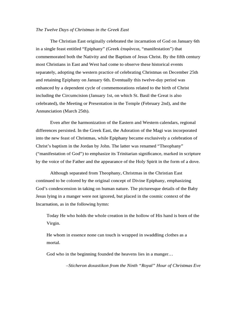 The Twelve Days of Christmas in the Greek East | PDF | Christian ...