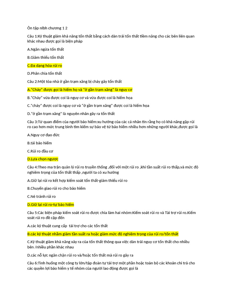 Ôn tập nlbh chương 1 2 | PDF
