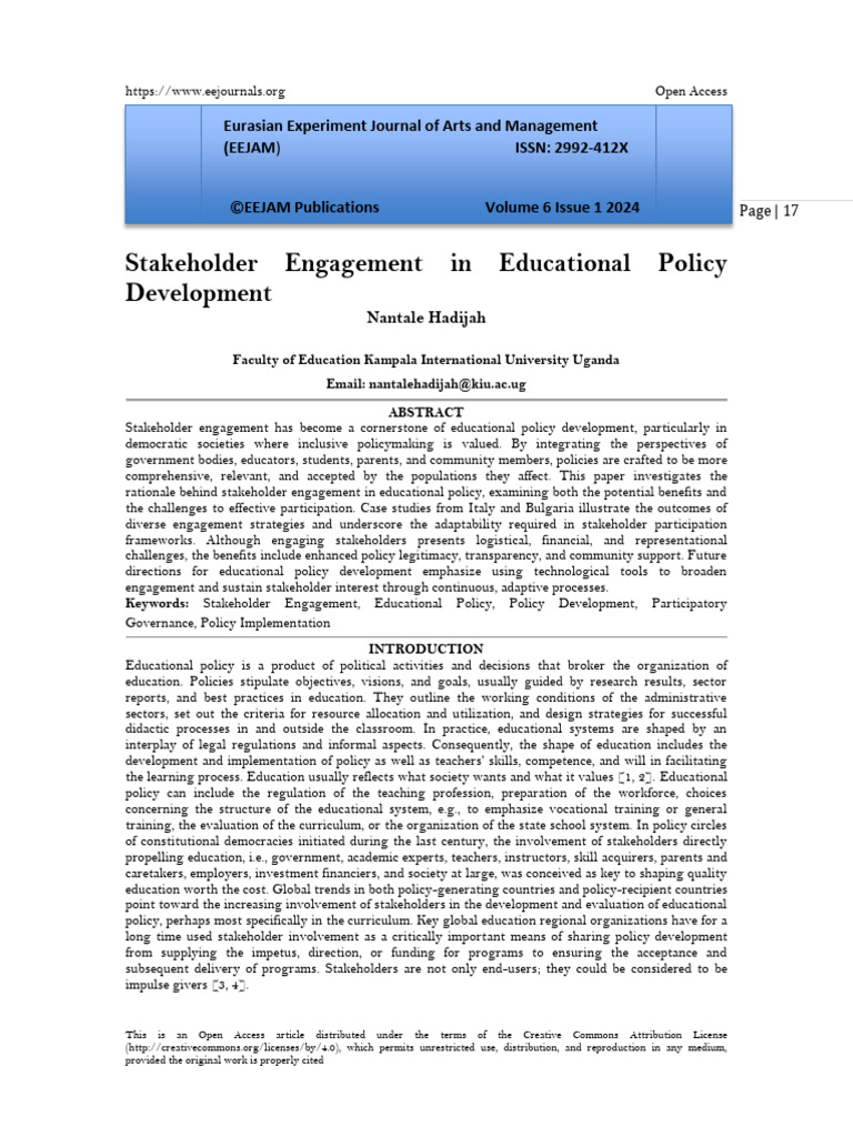 Stakeholder Engagement in Education Policy | PDF | Policy | Teachers