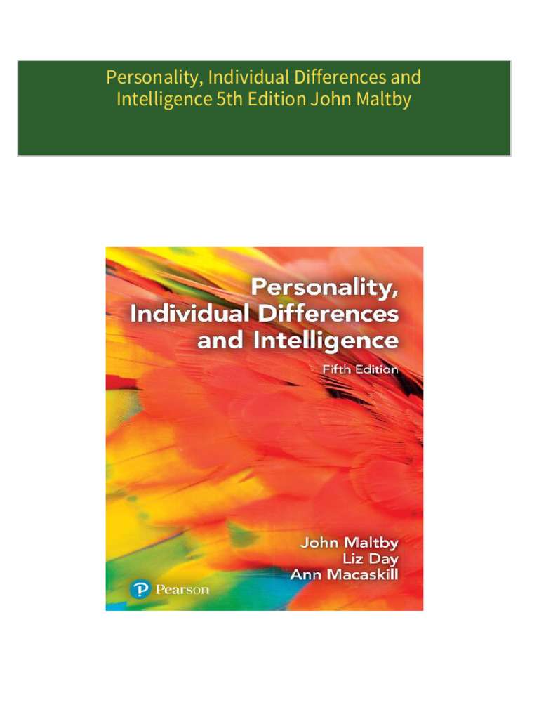 PDF Personality, Individual Differences and Intelligence 5th Edition ... PDF Personality, Individual Differences and Intelligence 5th Edition ...