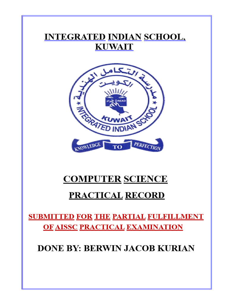 Berwin's Computer Practical File For Cbse Practical Exam | PDF ...