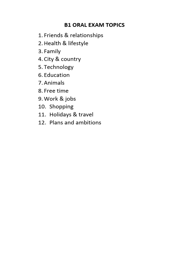 B1 Oral Exam Topics | PDF