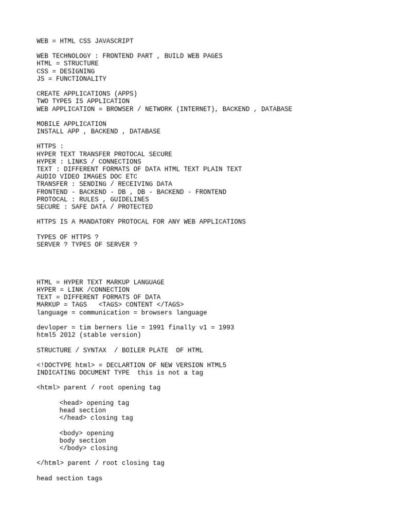 web 1-3 | PDF | Html Element | Html