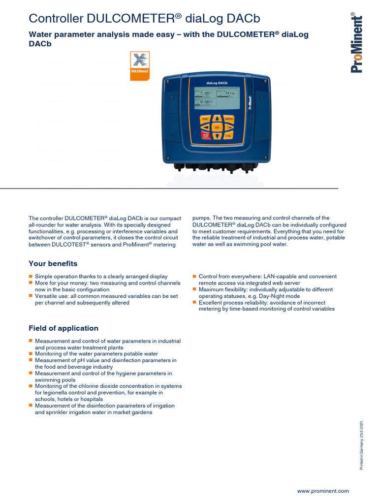 Flyer Dulcometer Dialog Dacb En | PDF | Sensor | Relay