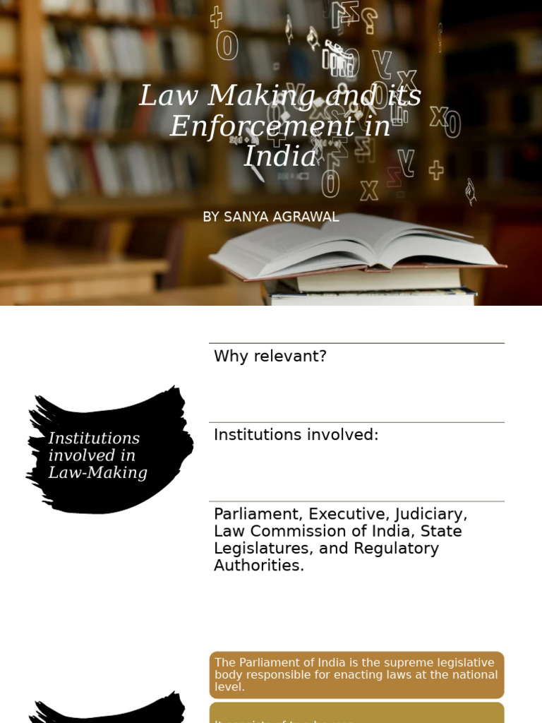 Law Creation and Enforcement in India | PDF | Bill (Law) | Act Of ...