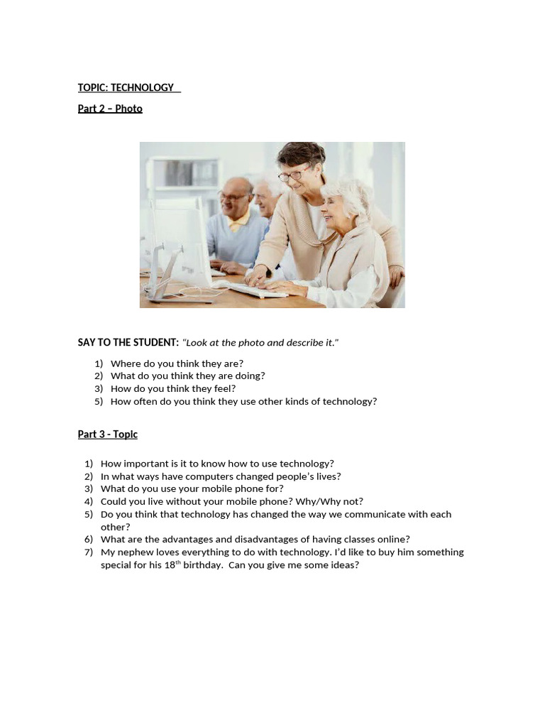 B1 Oral Topic. Technology | PDF