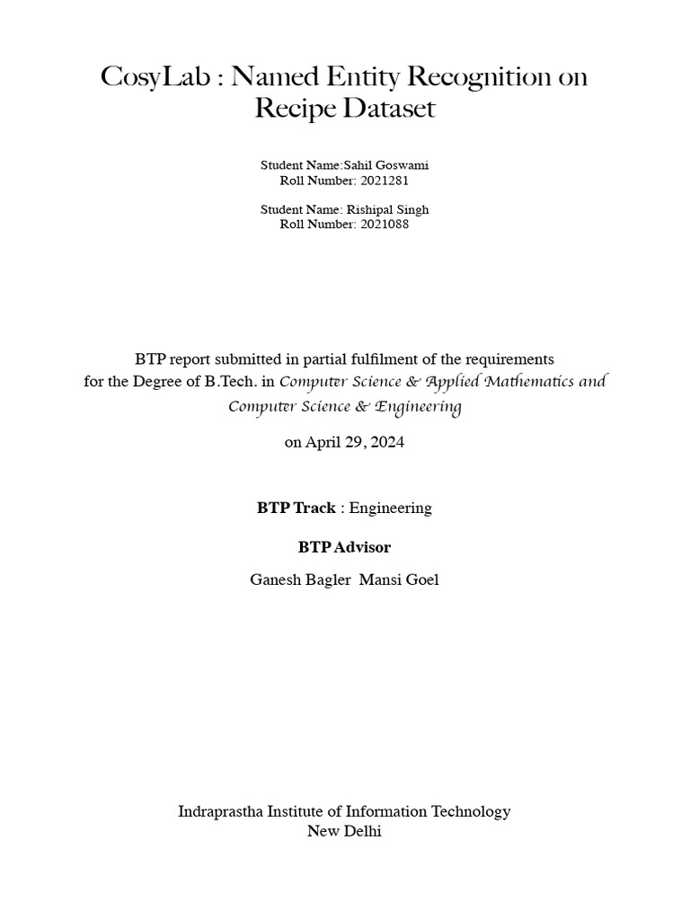 Report BTP | PDF | Part Of Speech | Noun