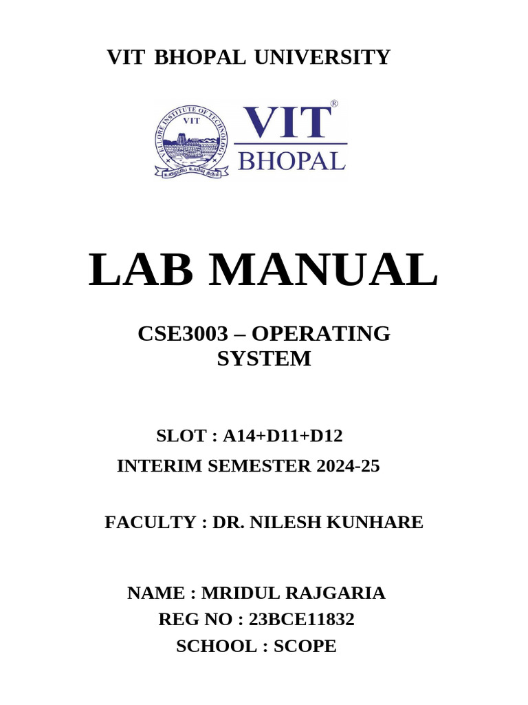 OS LAB MANUAL MRIDUL | PDF | Operating System | Computer Engineering