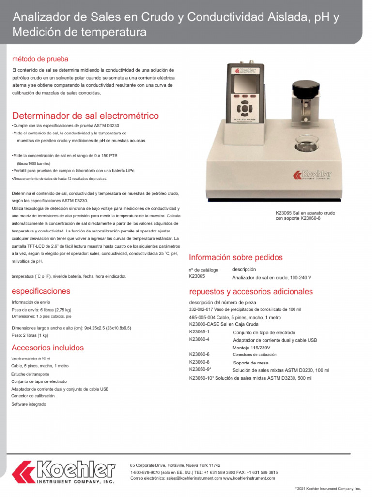 Analizador de Sal en Crudo ASTM D3230 | PDF