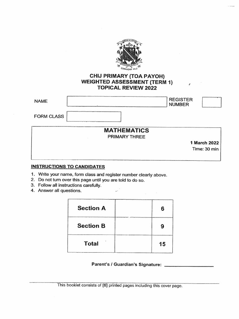 P3 Maths 2022 CHIJTP WA1 Papers | PDF