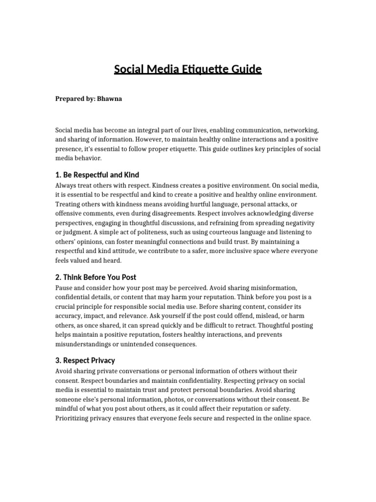 Social Media Etiquette Guide (Document) by Bhawna | PDF | Social Media ...