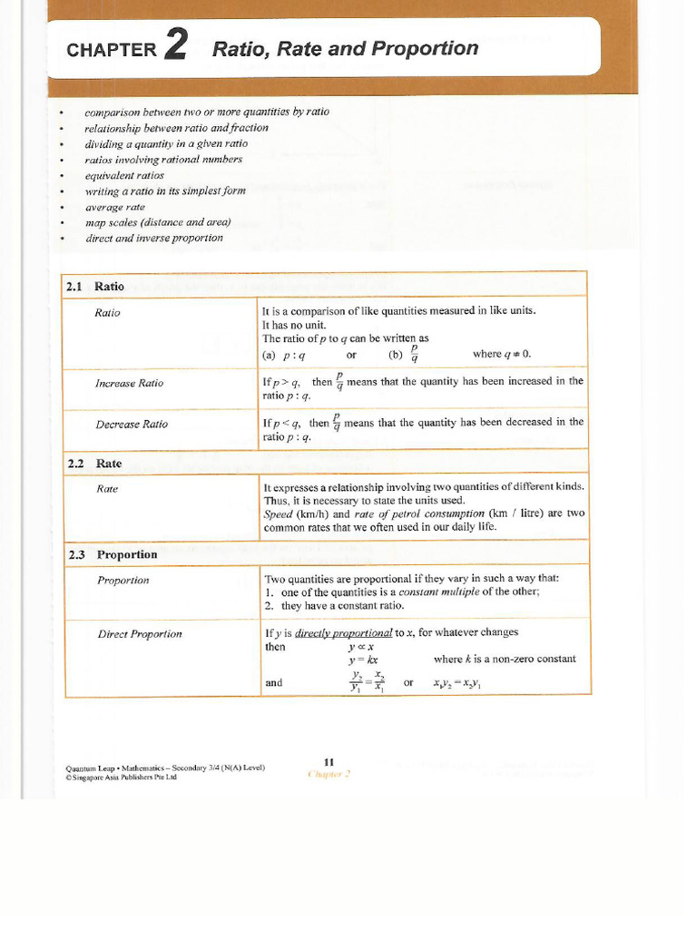 2 Ratio, Rate & Proportions | PDF