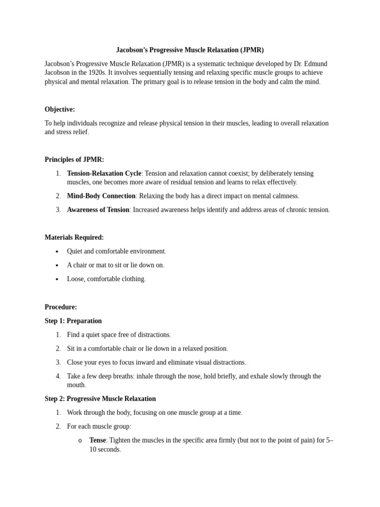 JPMR and Its Applications | PDF | Relaxation (Psychology) | Clinical Medicine