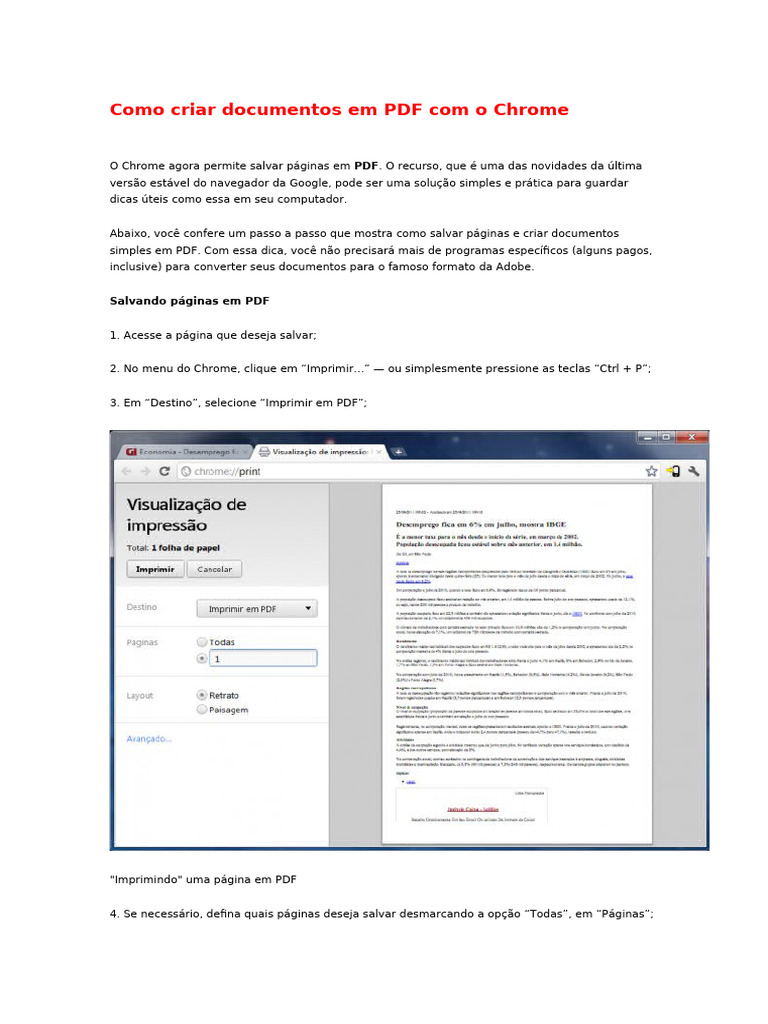 Como Criar Documentos em PDF Com o Chrome | PDF