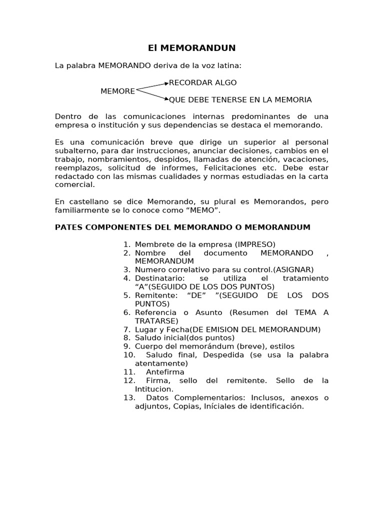 Estructura y Ejemplos de Memorandos | PDF | Comunicación | Gestión de ...