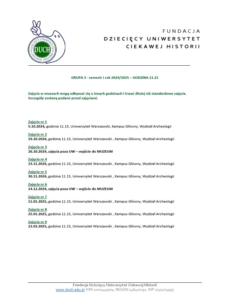 Duch Harmonogram | PDF