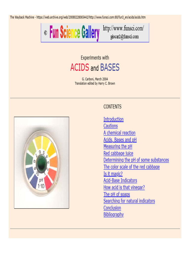 Experiments With Acids Bases Carboni Landscape | PDF | Acid | Titration