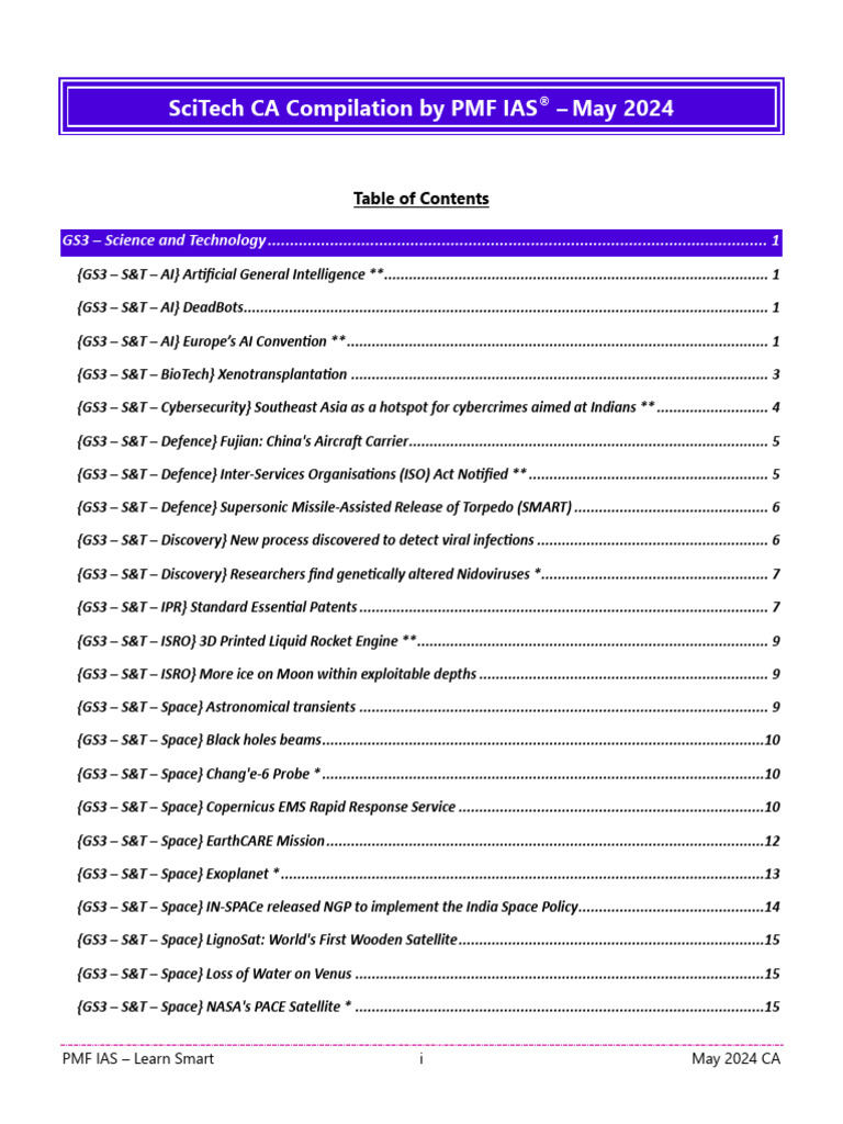 PMFIAS CA SciTech Monthly 2024 05 | PDF | Artificial Intelligence | Intelligence (AI) & Semantics