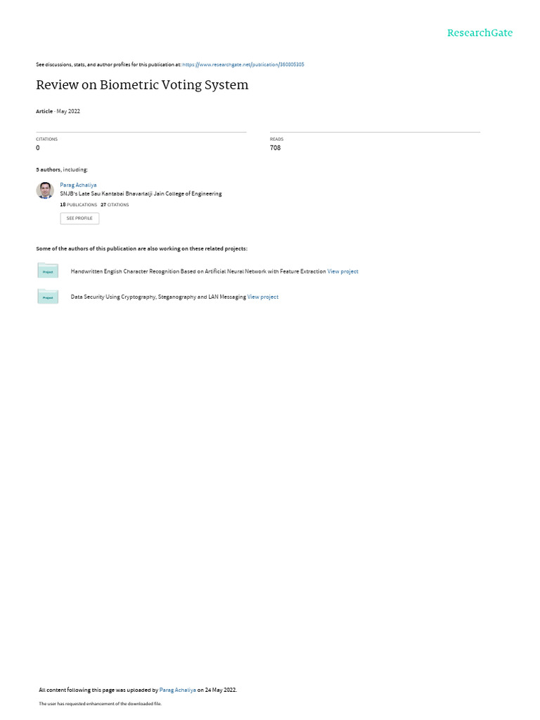 Reviewon Biometric Voting System | PDF | Biometrics | Voting