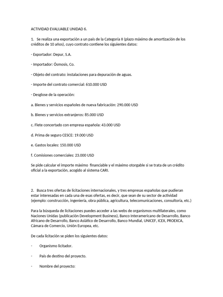 ACTIVIDAD EVALUABLE UNIDAD 6 | PDF