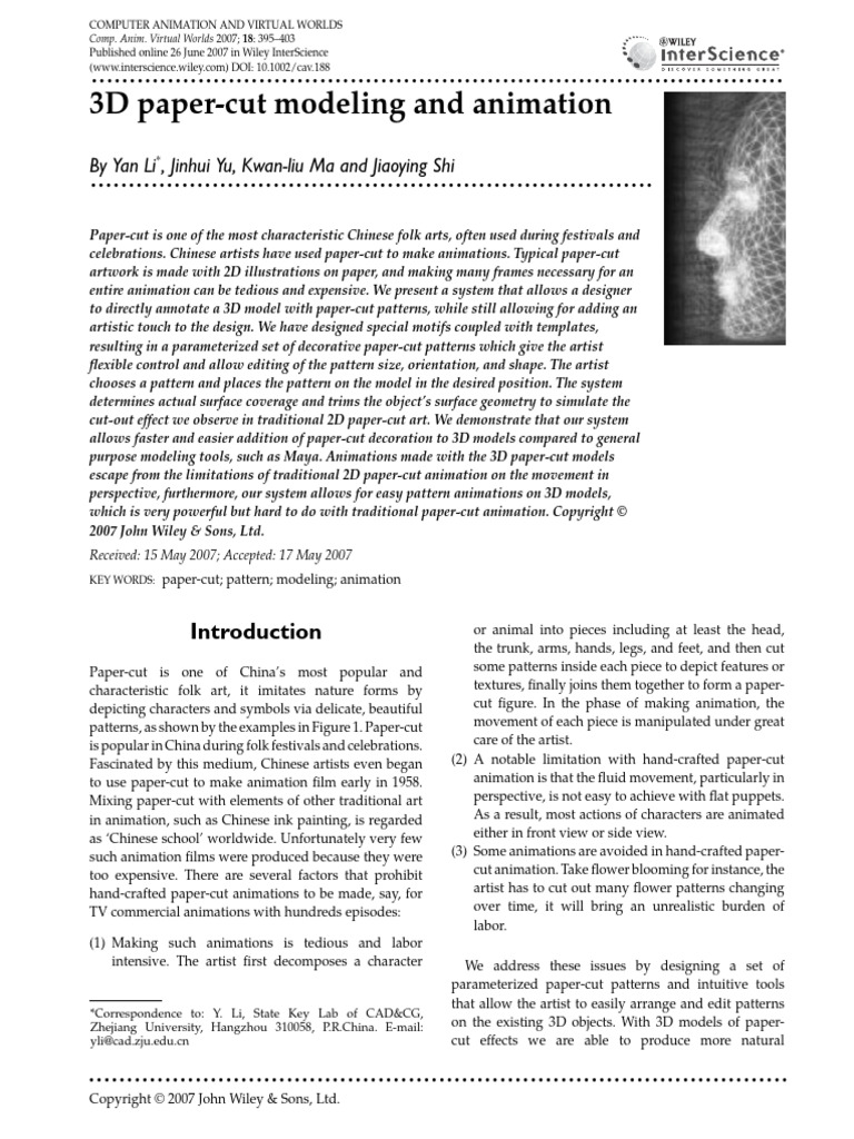 3DPaperCut | PDF | 3 D Computer Graphics | 3 D Modeling