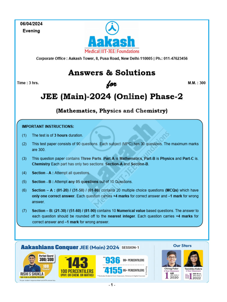 JEE Main 2024 Phase-2 Question Paper | PDF | Multiple Choice | Mathematics